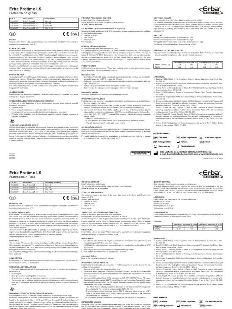 Erba Protime LS - EN - CZ - E | PDF