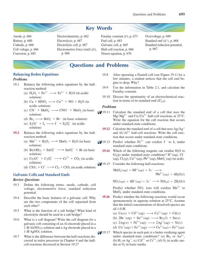 Key Words: Balancing Redox Equations | PDF | Electrochemistry | Redox