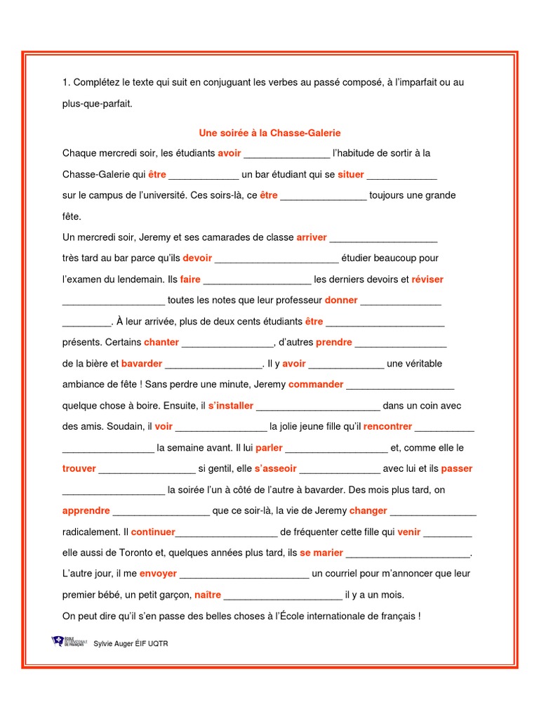 Passé Composé, Imparfait Et Plus-Que-Parfait | PDF