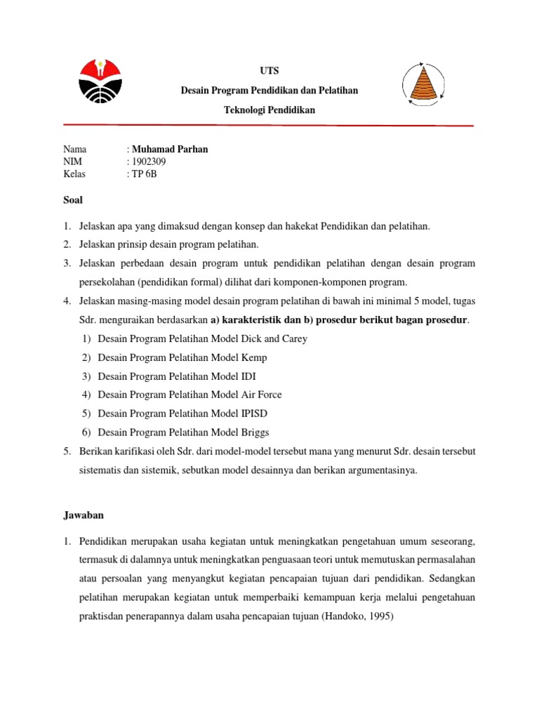 Desain Program Pendidikan dan Pelatihan: Analisis Komprehensif Model ...