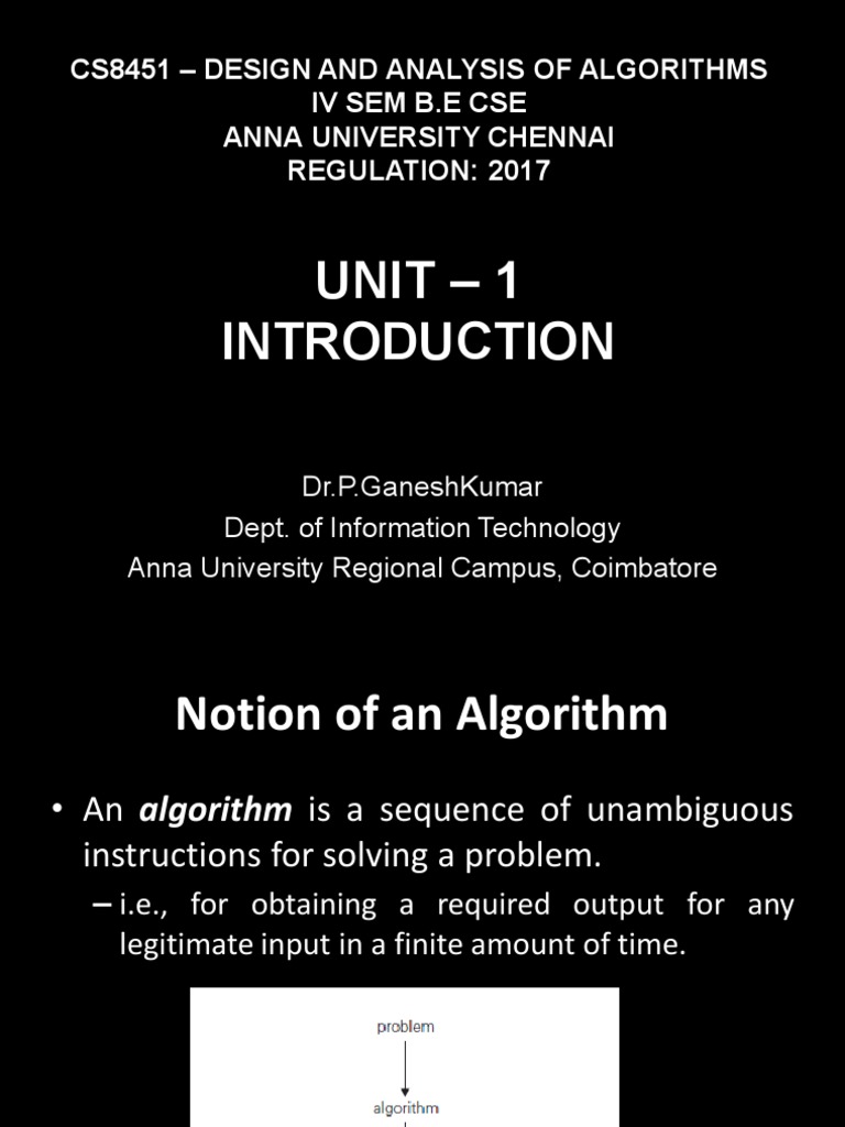 Unit-I - Introduction | PDF | Time Complexity | Algorithms