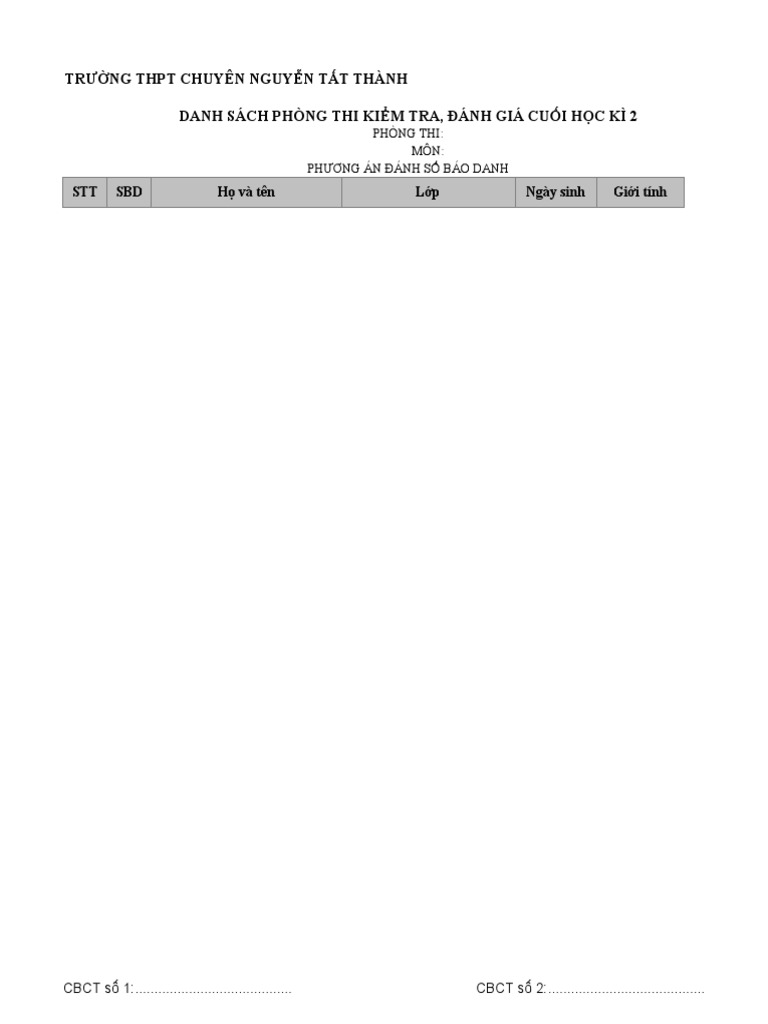 Thong Tin Ky Thi Cuoi Ky 2 | PDF