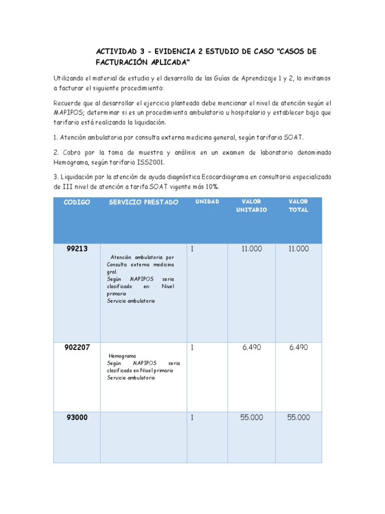 Actividad 3 - Evidencia 2 Estudio de Caso Casos de Facturación Aplicada | PDF