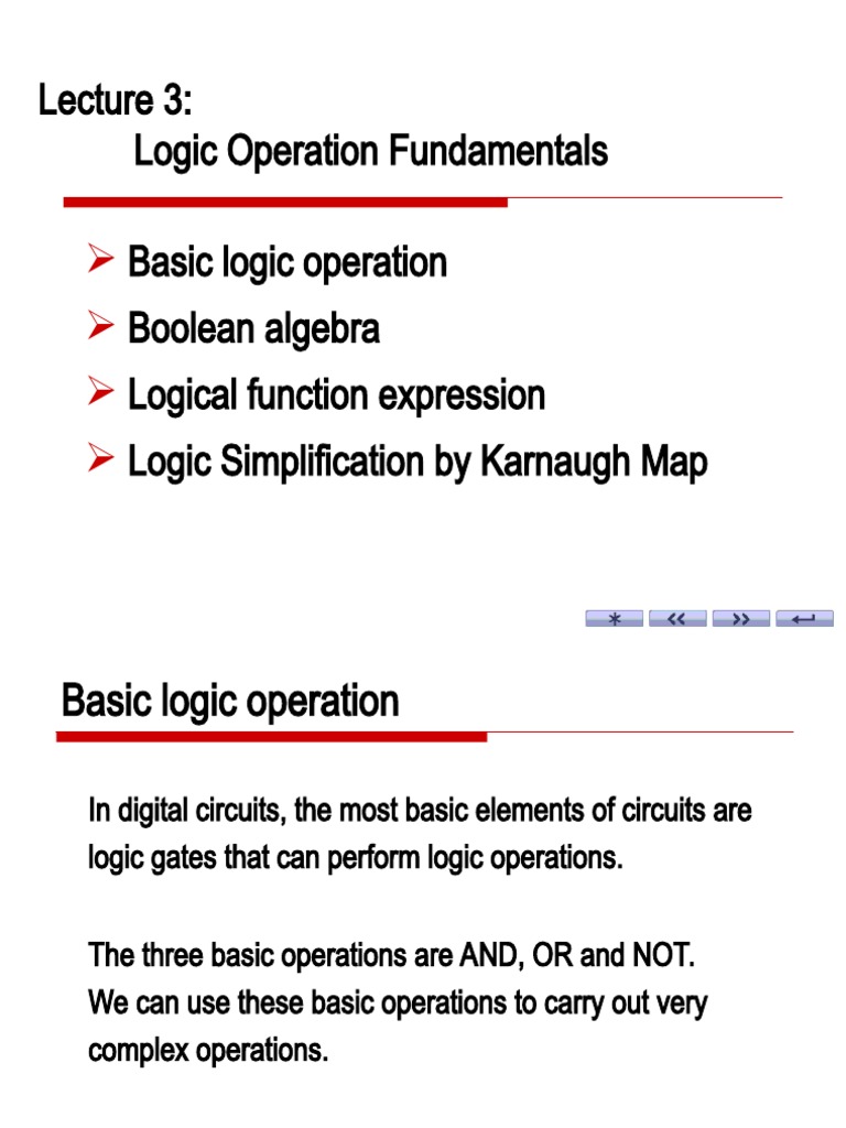Lecture3 - Logic Operation Fundamentals | PDF | Logic Gate | Boolean ...