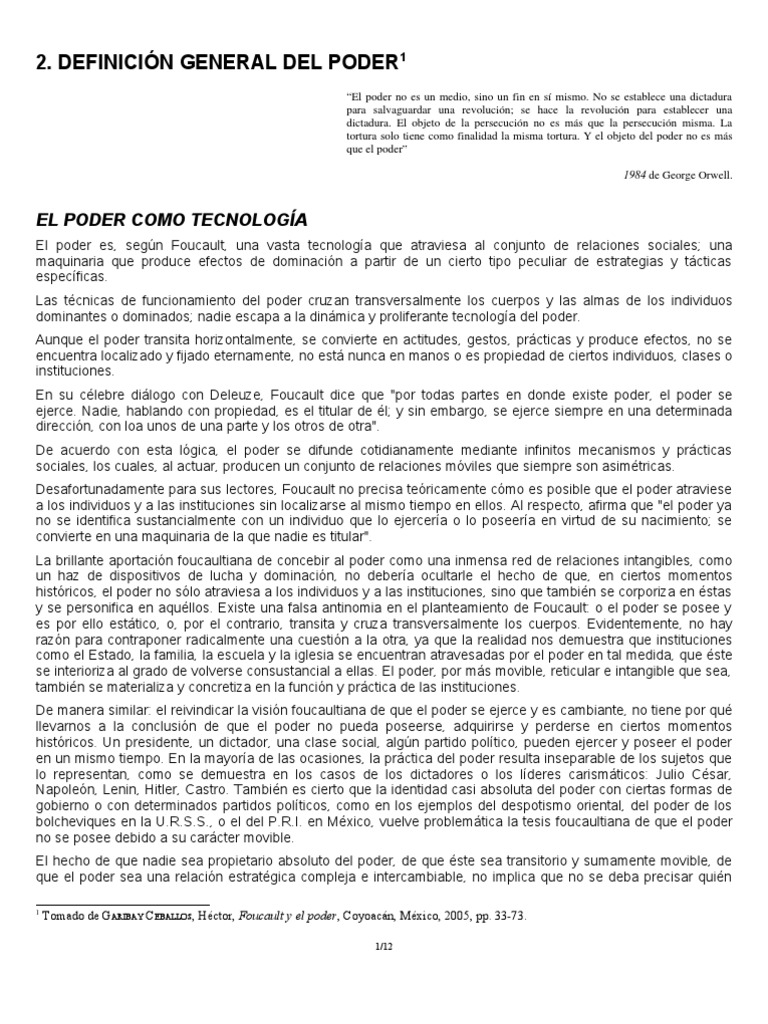 La Naturaleza del Poder según Foucault | PDF | Poder (social y político ...