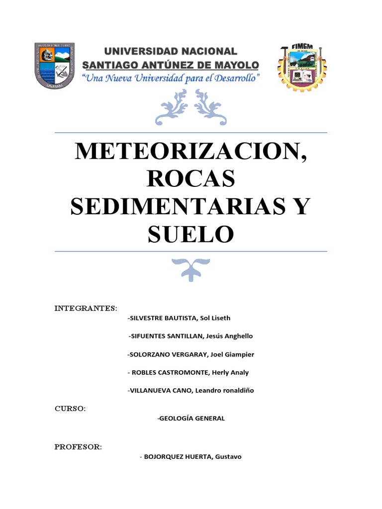 Meteorizacion, Rocas Sedimentarias y Suelos - Final | PDF | Roca ...