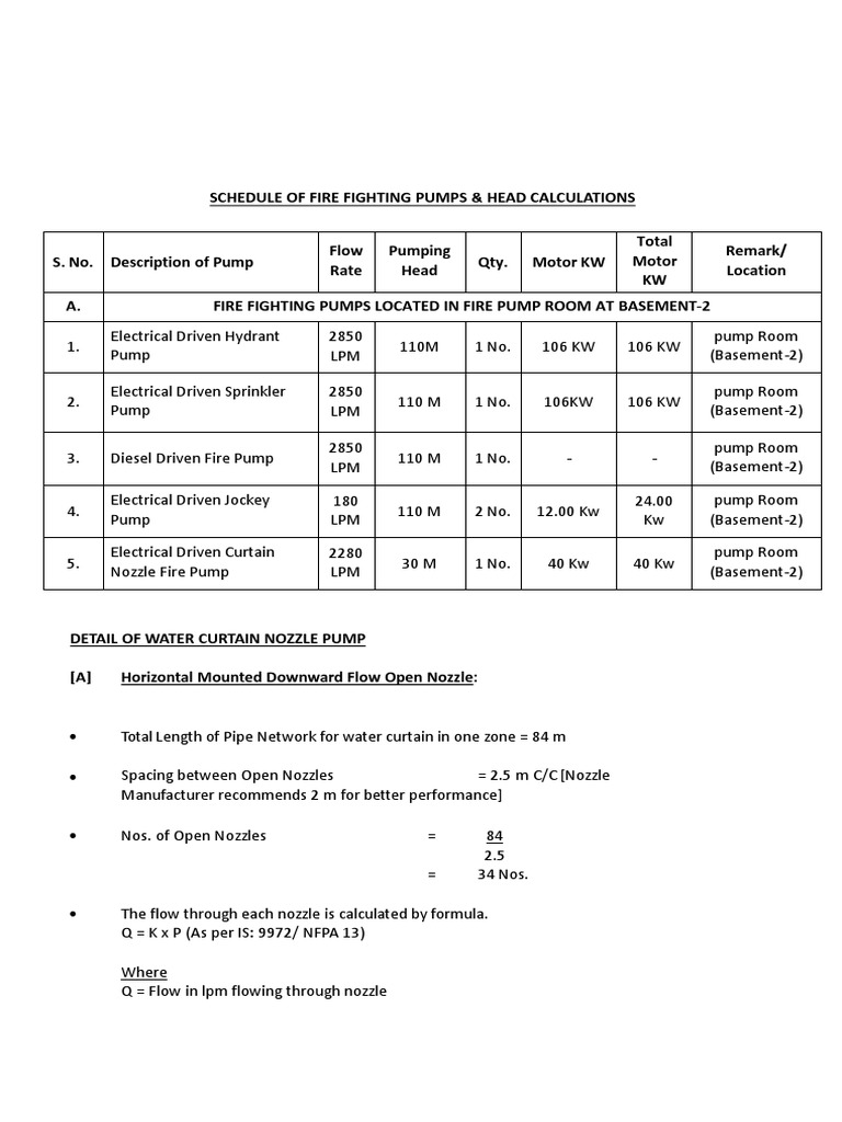 Fire Pump Head & Capacity Calculations | PDF | Pump | Fluid Dynamics