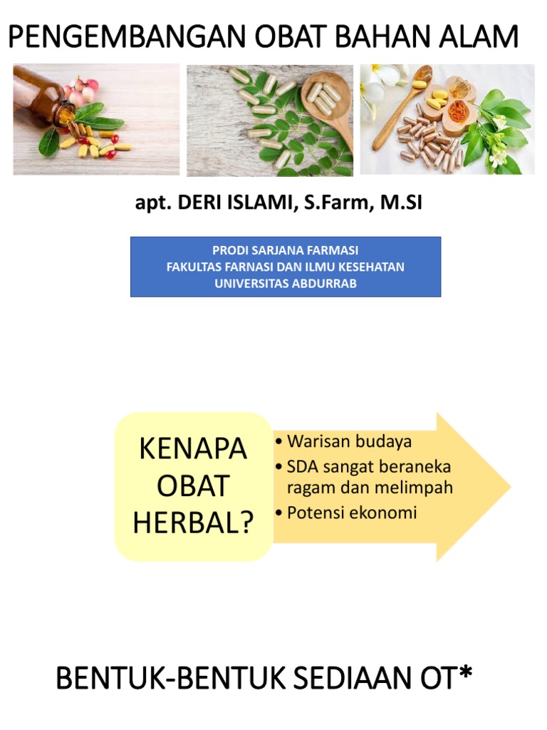 Bentuk-Bentuk Sediaan Dan Parameter Standarisasinya, Merancang Formulasi Obat Tradisional Dan ...