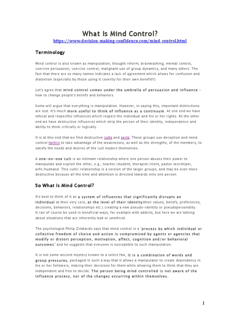 Mind Control - What Is Mind Control | PDF | Mind | Social Psychology