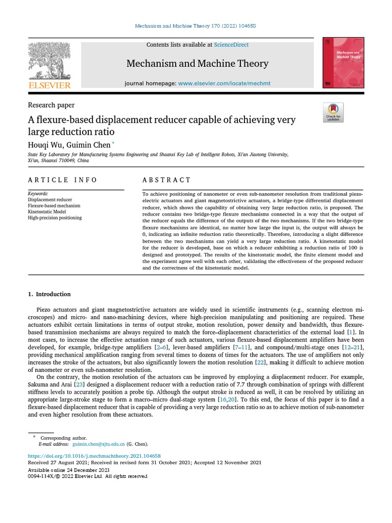 A Flexure-Based Displacement Reducer Capable of Achieving Very Large ...