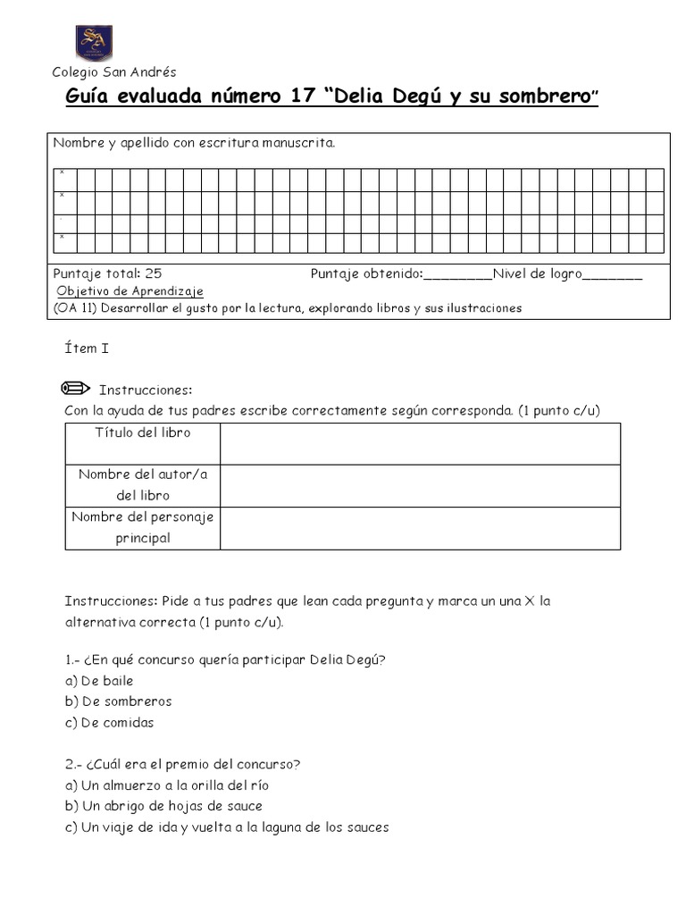 1° Básico Guía 17 Libro Delia Degú | PDF