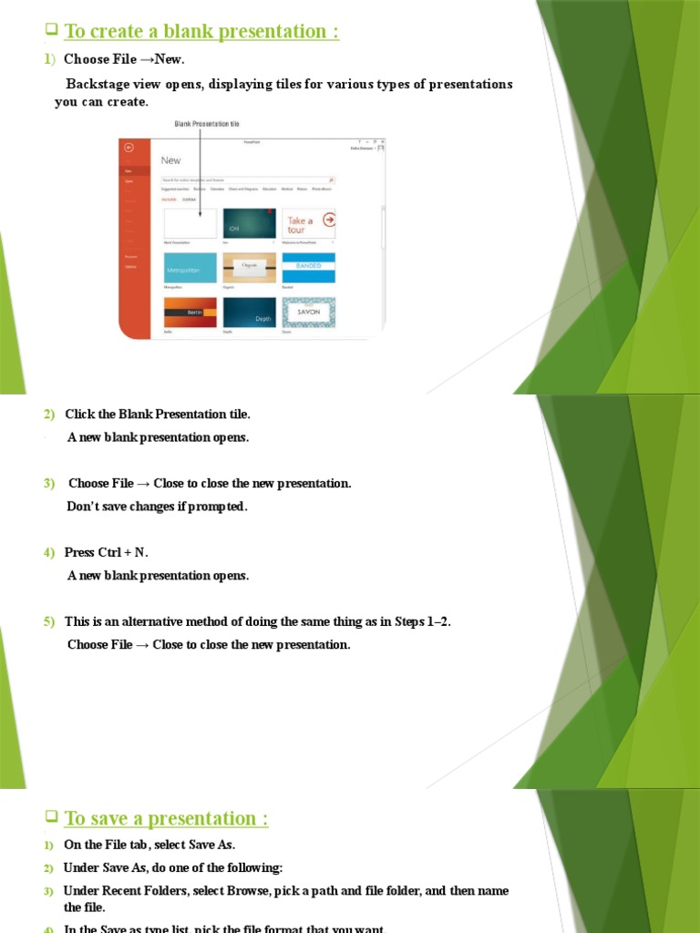 To Create A Blank Presentation | PDF