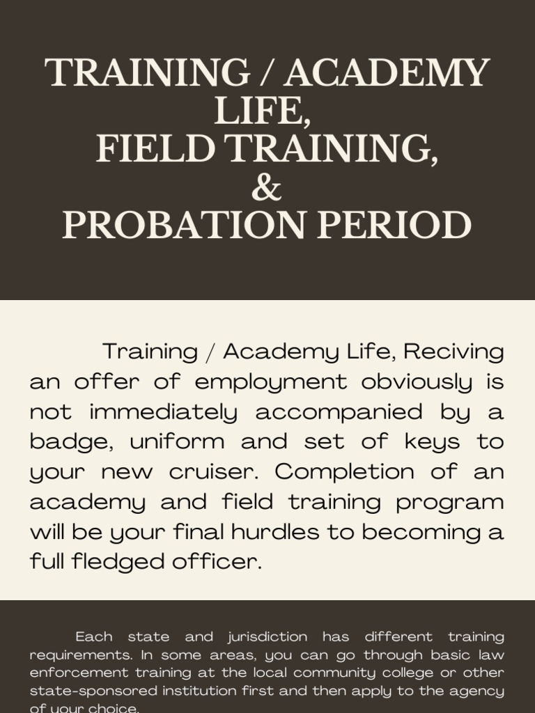 Trainingacademy Life, Field Training, and Probation Period | PDF ...