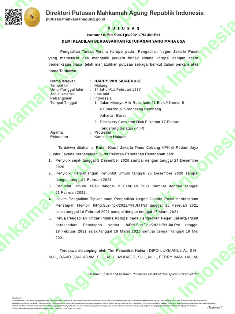 Putusan 8 Pid - Sus-Tpk 2021 PN JKT - PST 20220418 | PDF