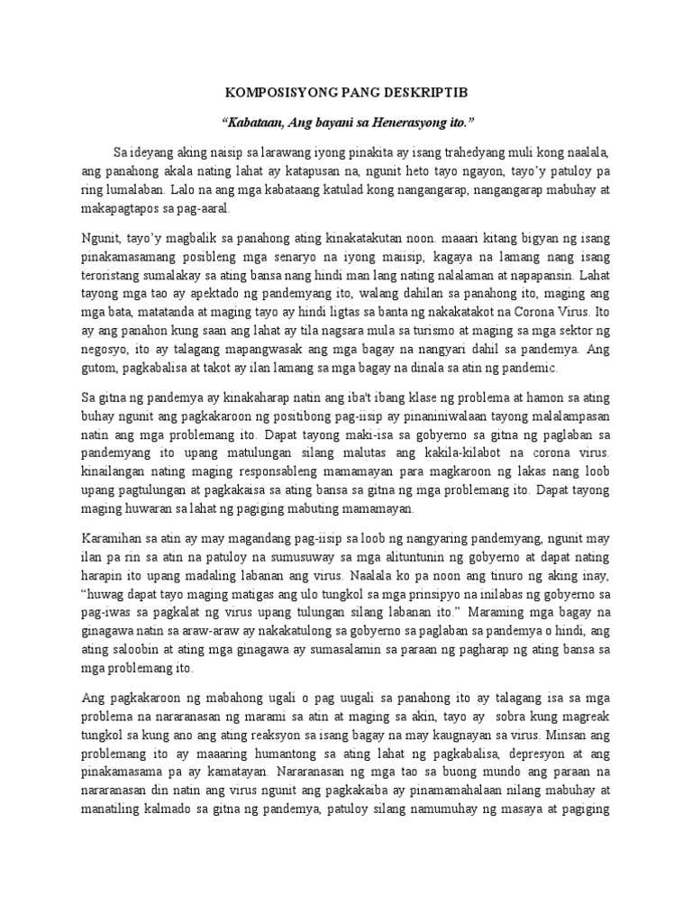 Komposisyong Pang Deskriptib | PDF