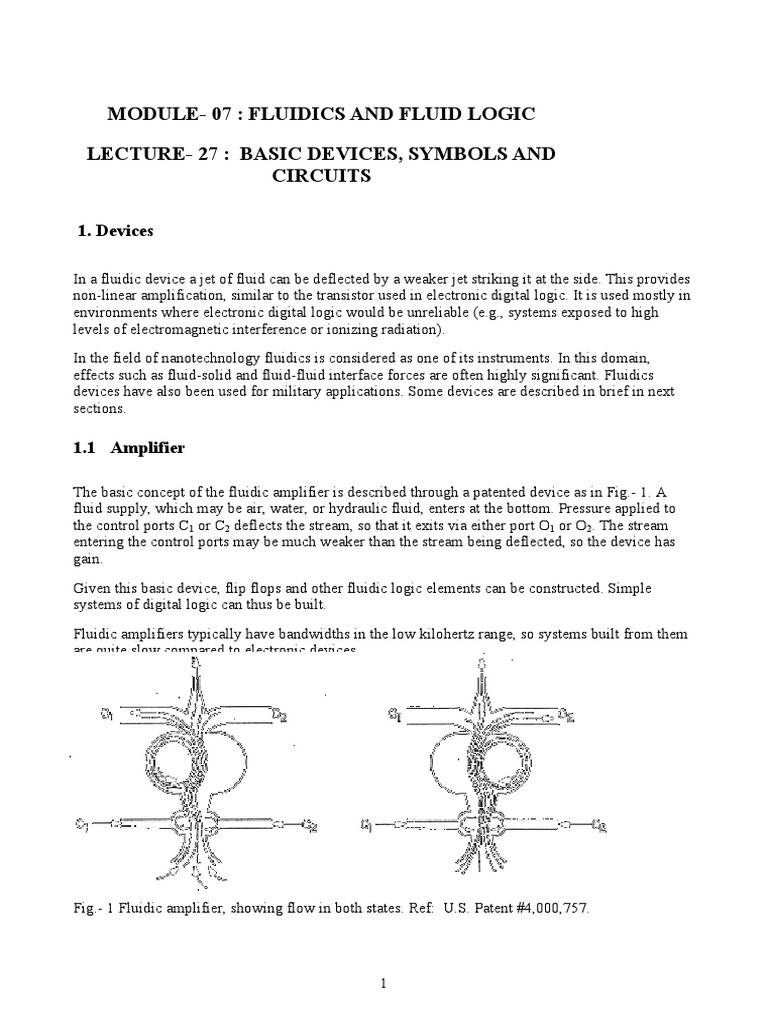 Module-07: Fluidics and Fluid Logic Lecture - 27: Basic Devices, Symbols and Circuits | Download ...