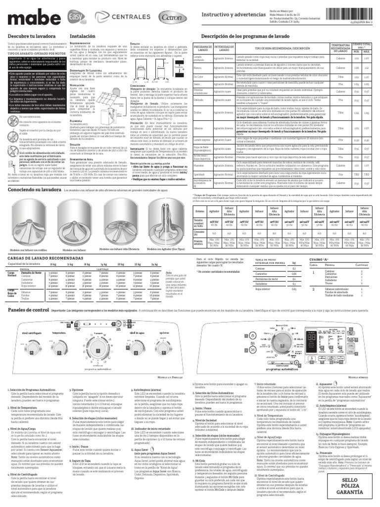 Mabe LMH72205SBAB0 Washing Machine | PDF | Lavadora | Agua