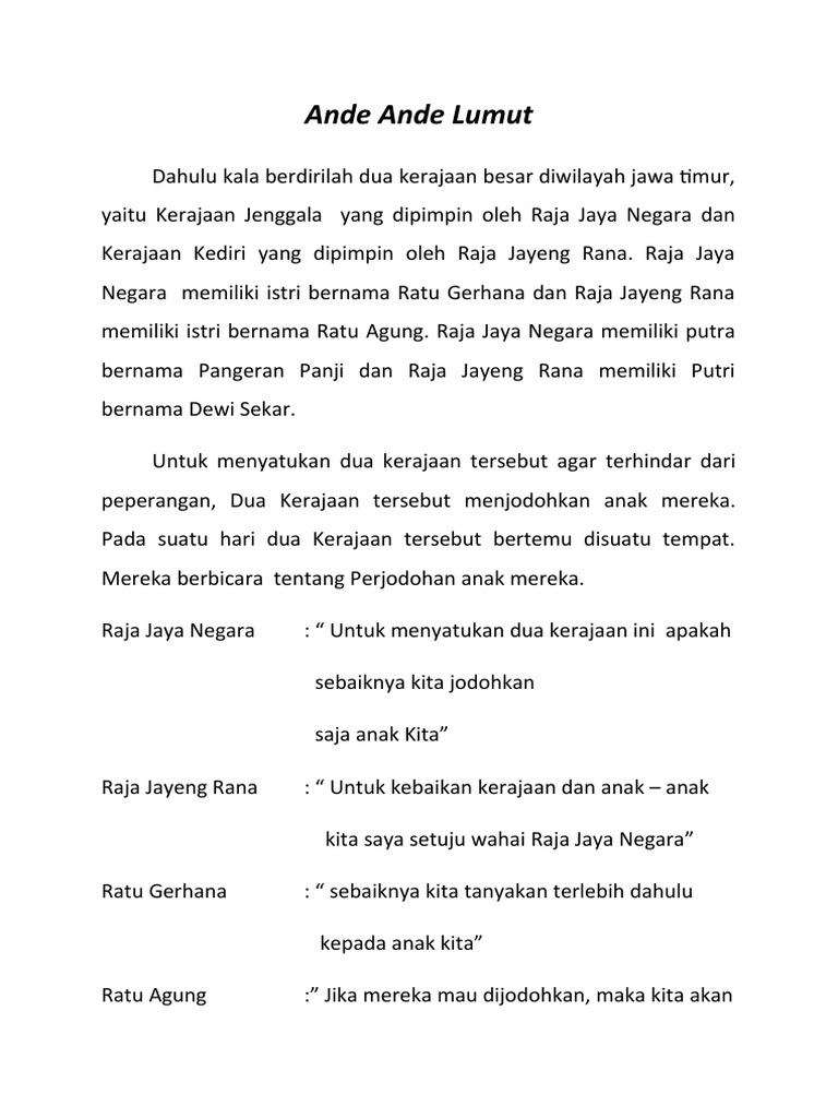 Cerita Ande Ande Lumut: Kisah Cinta dan Perjodohan | PDF