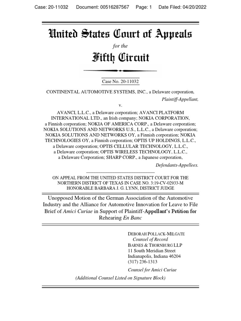 Automotive Industry Amici Curiae Motion | PDF