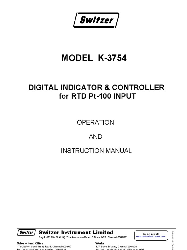 Switzer Indicator | PDF | Relay | Sensor