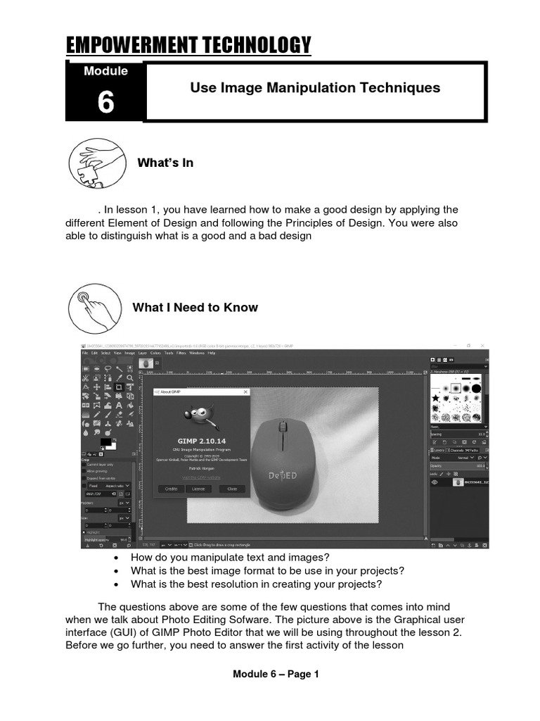 Empowerment Technology: Use Image Manipulation Techniques | PDF | Data Compression | Computer ...