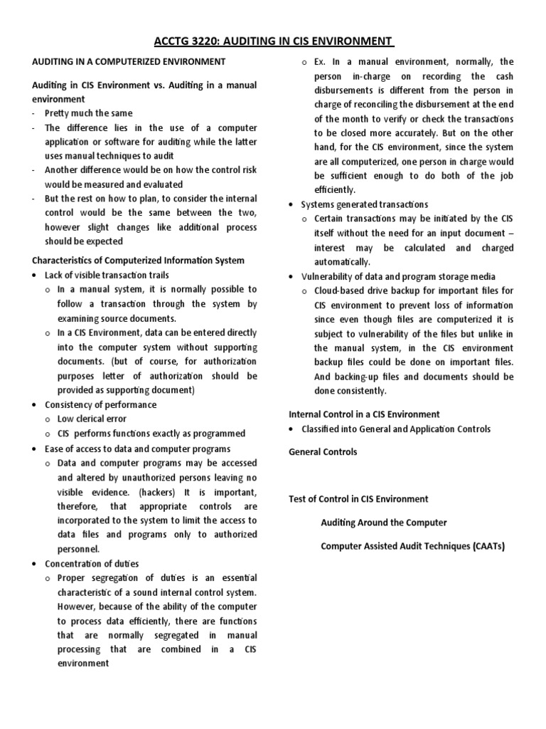 Module 3 Auditing In Cis Environment Download Free Pdf Computer File Data 