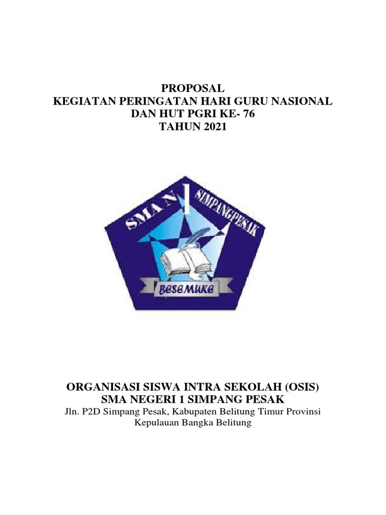 Proposal Osis Hut Pgri Tahun 2021 Fix | PDF