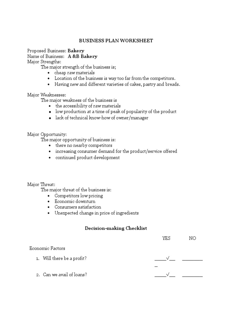 Business Plan Worksheet | PDF | Cost | Interest