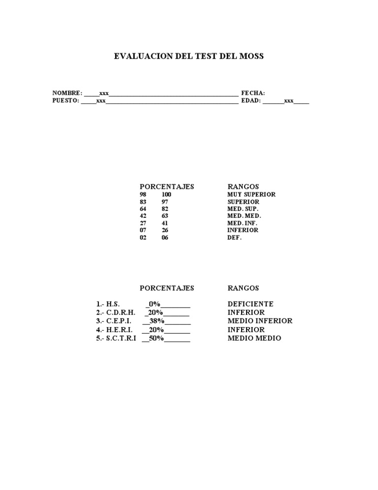 Ejemplo de Test de Moss | PDF