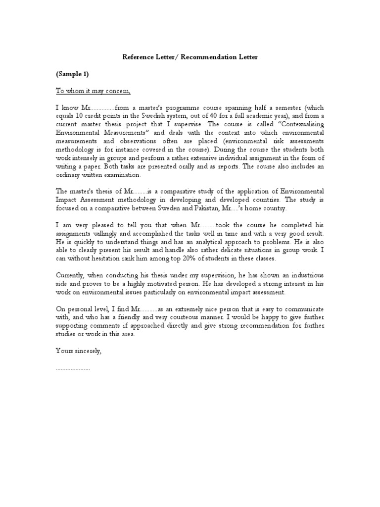 Samples of Reference Letter Recommendation Letter PDF May 2 2008-7-01 ...