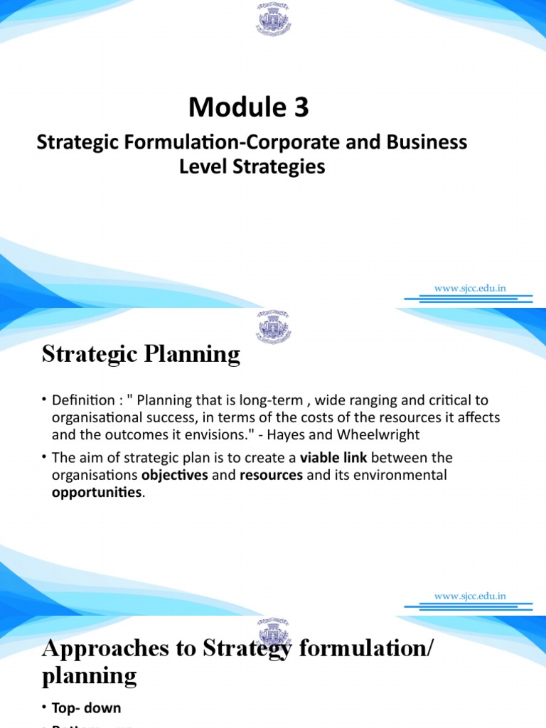 Strategic Formulation-Corporate and Business Level Strategies | PDF | Mergers And Acquisitions ...