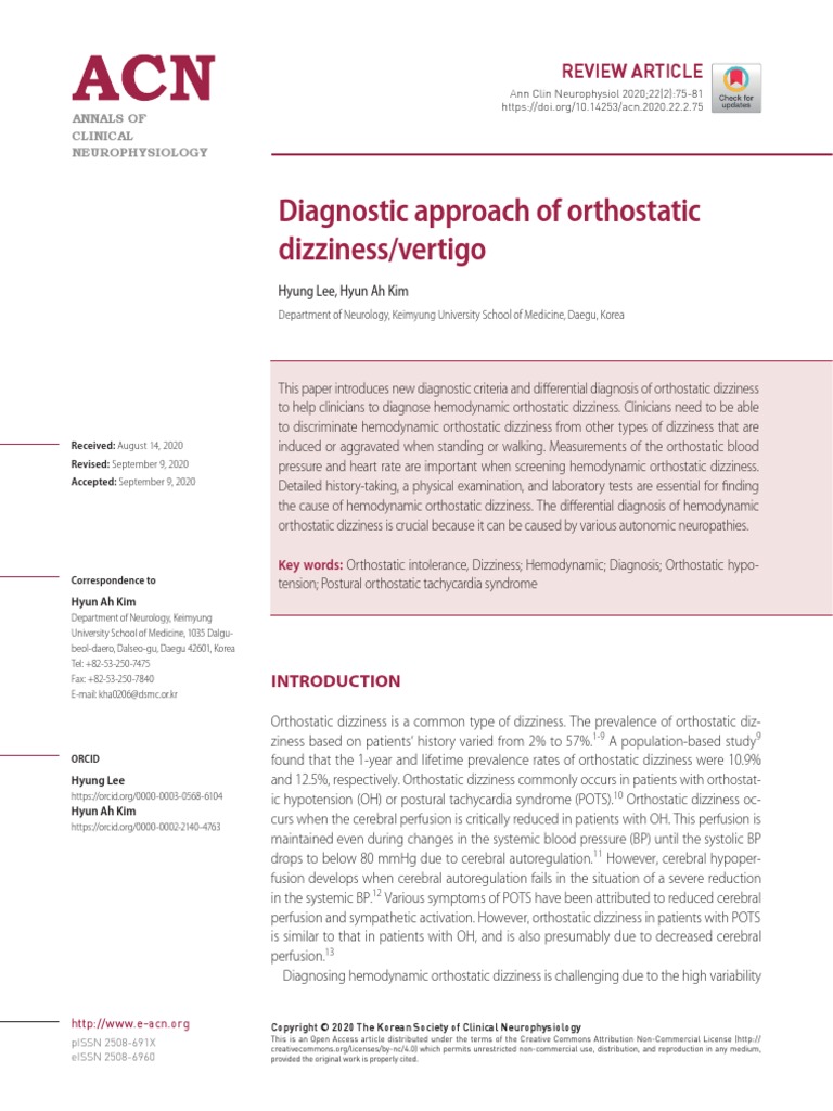 Lee H., Kim H. A., ACN 2020, Diagnostic Approach of Orthostatic ...