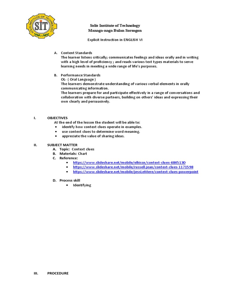 Solis Institute Of Technology Managa Naga Bulan Sorsogon Pdf