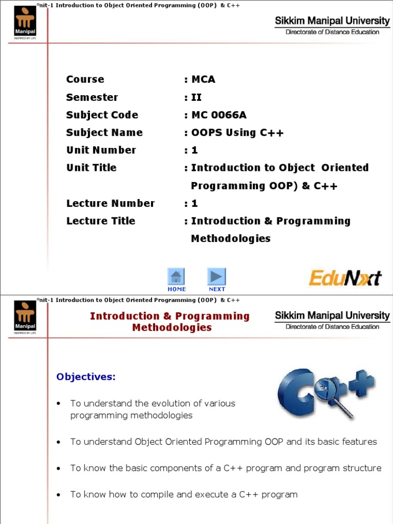 MC0066A Unit 1 Lecture 1 | PDF | Object Oriented Programming | Computer ...