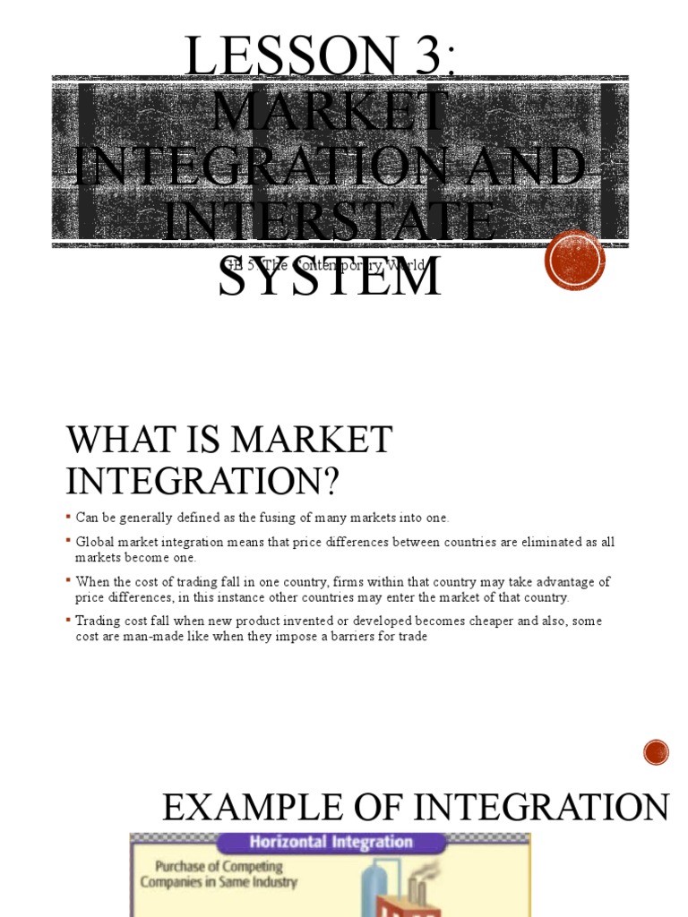 Lesson 3: Market Integration and Interstate System: GE 5: The ...