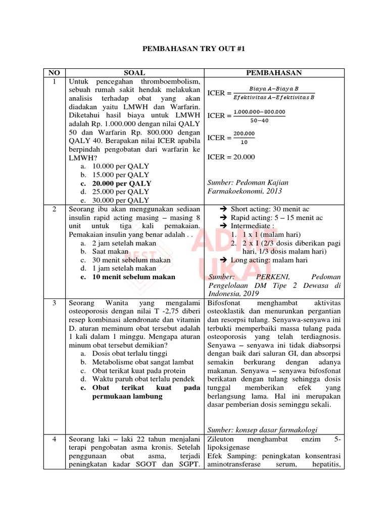 Pembahasan Try Out #1-1 | PDF