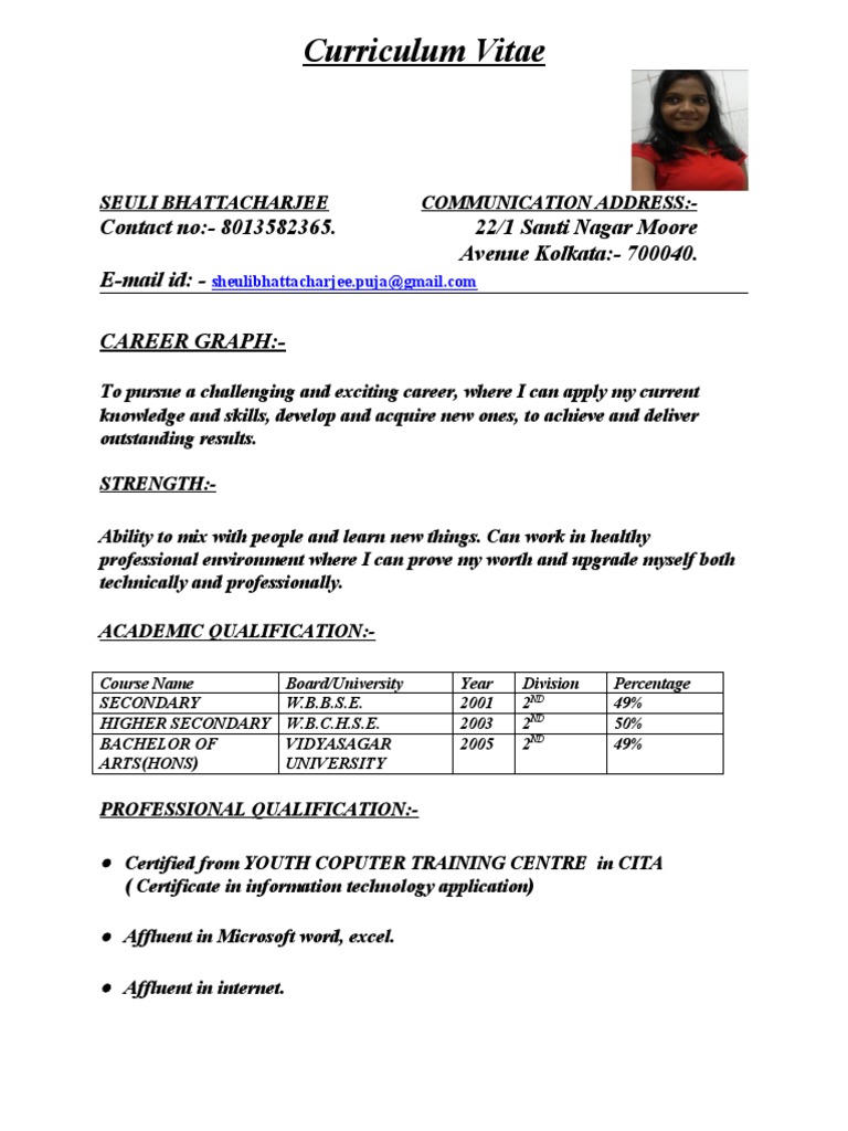 Seuli Bhattacharjee CV: Tele-caller & Admin Experience | PDF