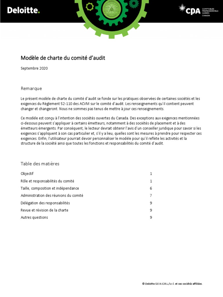 Sample Audit Committee Charter - FR | PDF | Audit | Risque