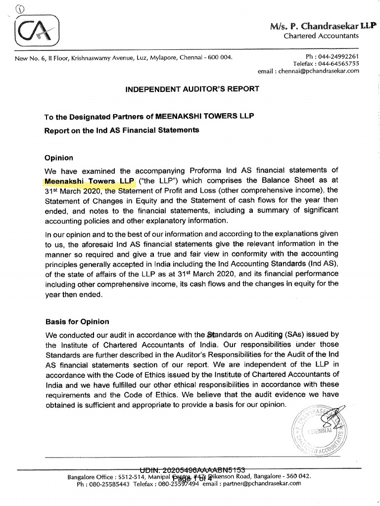 Audit Report of Meenakshi - Towers - LLP | PDF