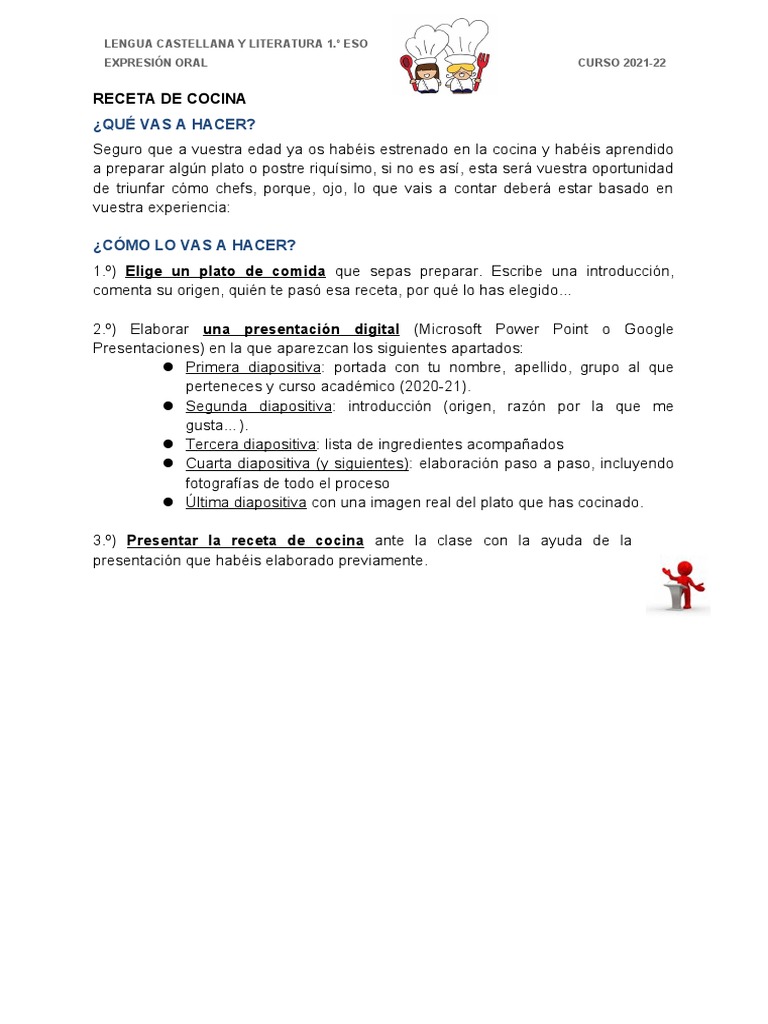 Instrucciones para Hacer Una Receta de Cocina | PDF