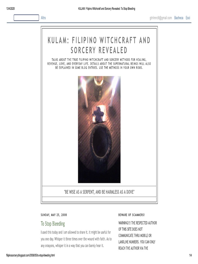KULAM - Filipino Witchcraft and Sorcery Revealed - To Stop Bleeding | PDF