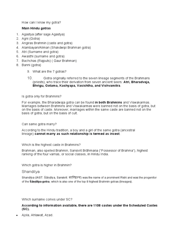 How Can I Know My Gotra | PDF | Hindu Mythology | Hindu Literature