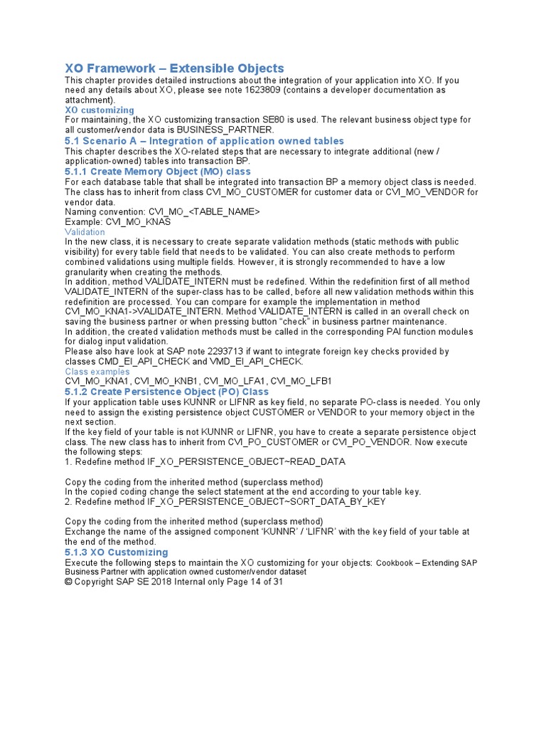 Xo Framework Extensible Objects 5 1 Scenario A Integration Of Application Owned Tables