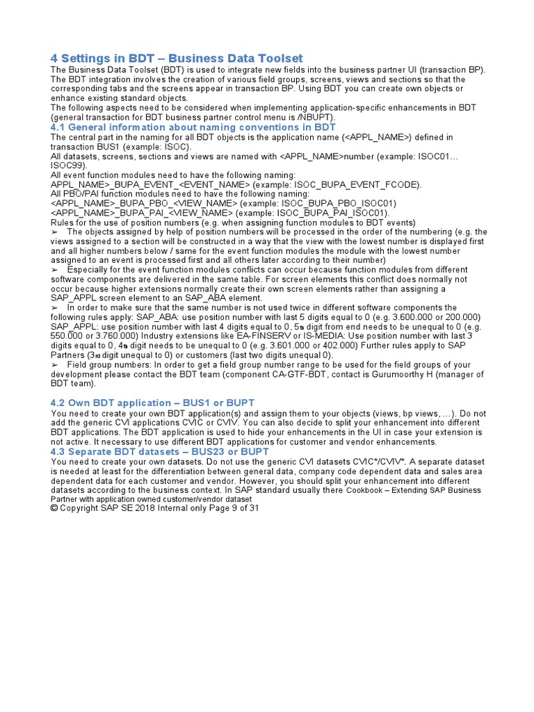 4 Settings in BDT - Business Data Toolset | PDF | Subroutine | Modular ...