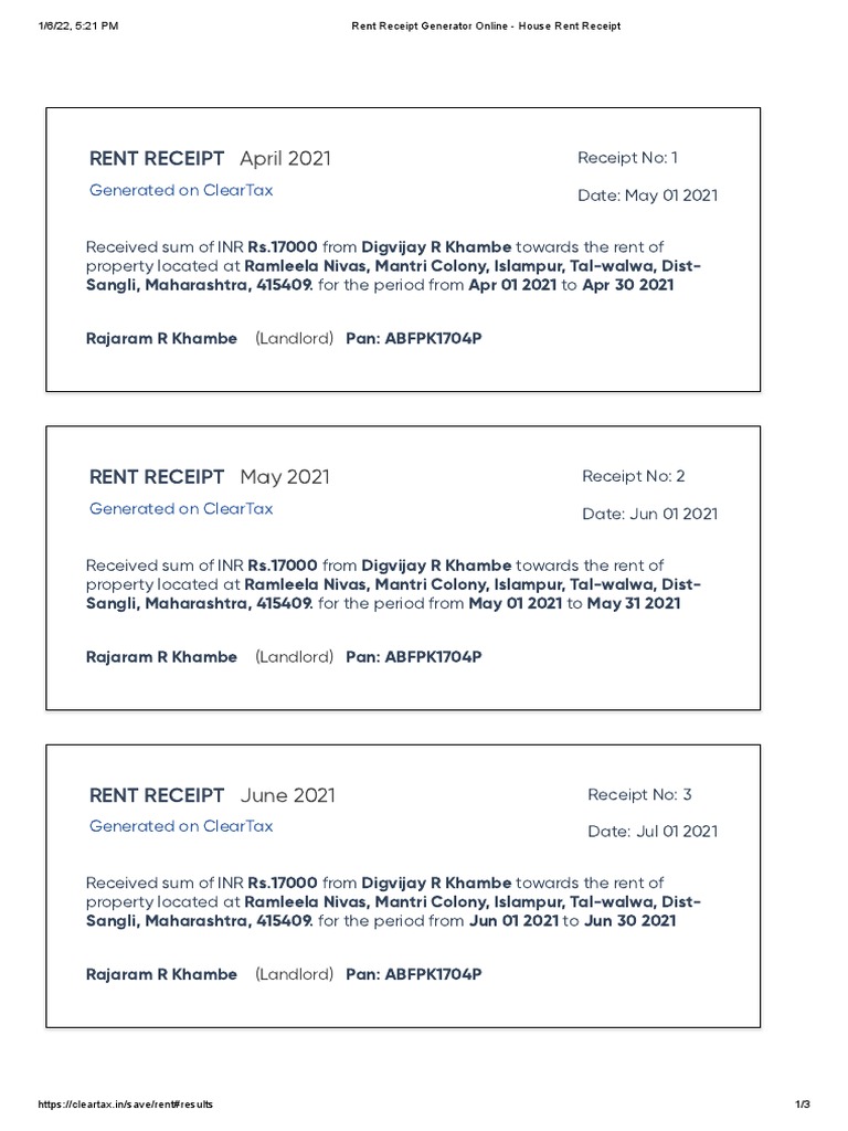 House Rent Receipt | PDF