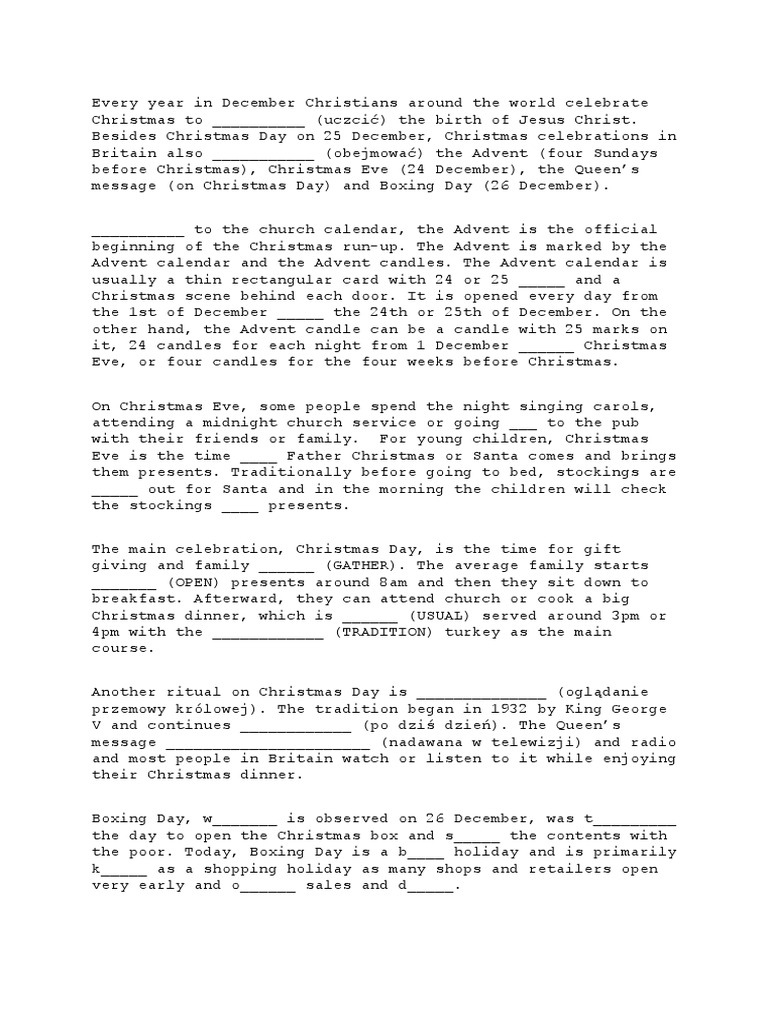 CHRISTMAS B2 Exercises | PDF | Christmas | Advent