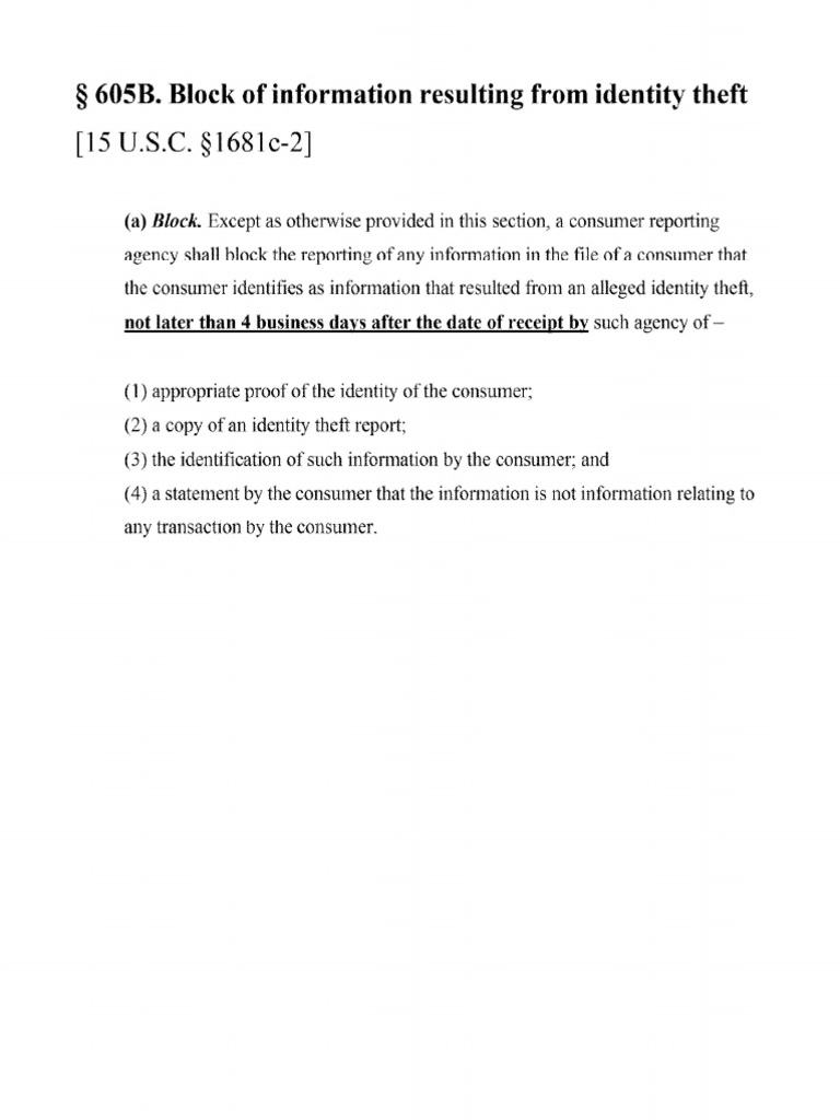 FCRA 605 B Dispute Attachment | PDF