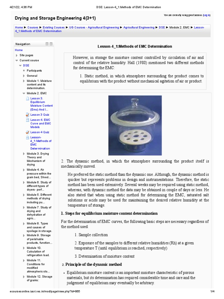 DSE - Lesson-4 - 1 - Methods of EMC Determination | PDF | Humidity ...