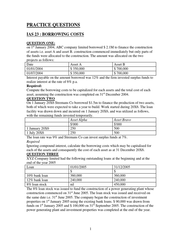 Ias 20, 23, 40 Practice Questions-1 | PDF | Expense | Depreciation