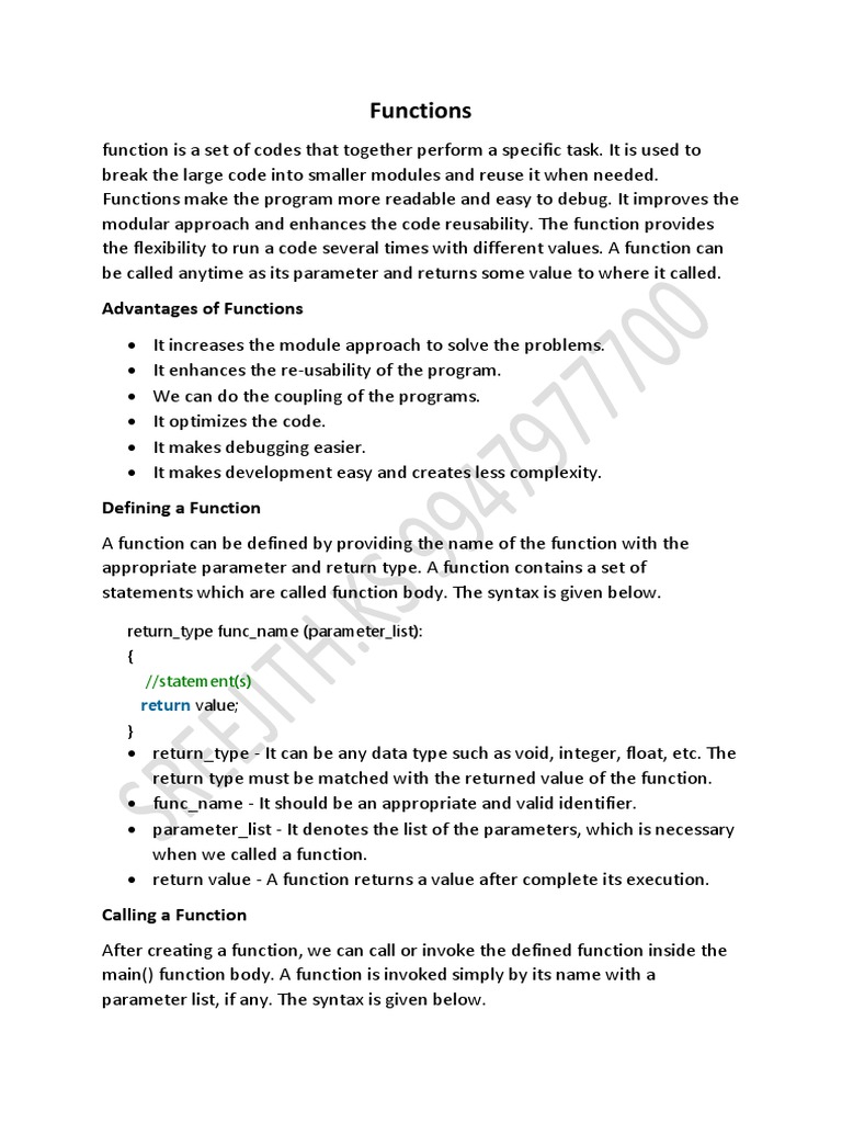 Day 5 - Functions | PDF | Anonymous Function | Subroutine